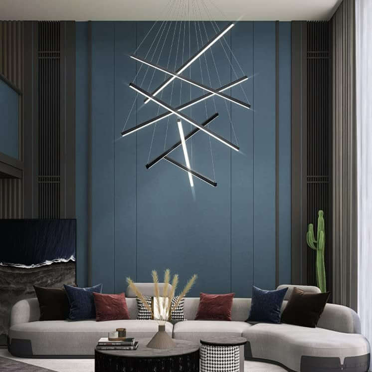 LED 7 Bars Modern Chandelier Dimmable Ceiling Pendant Adjustable Light ...