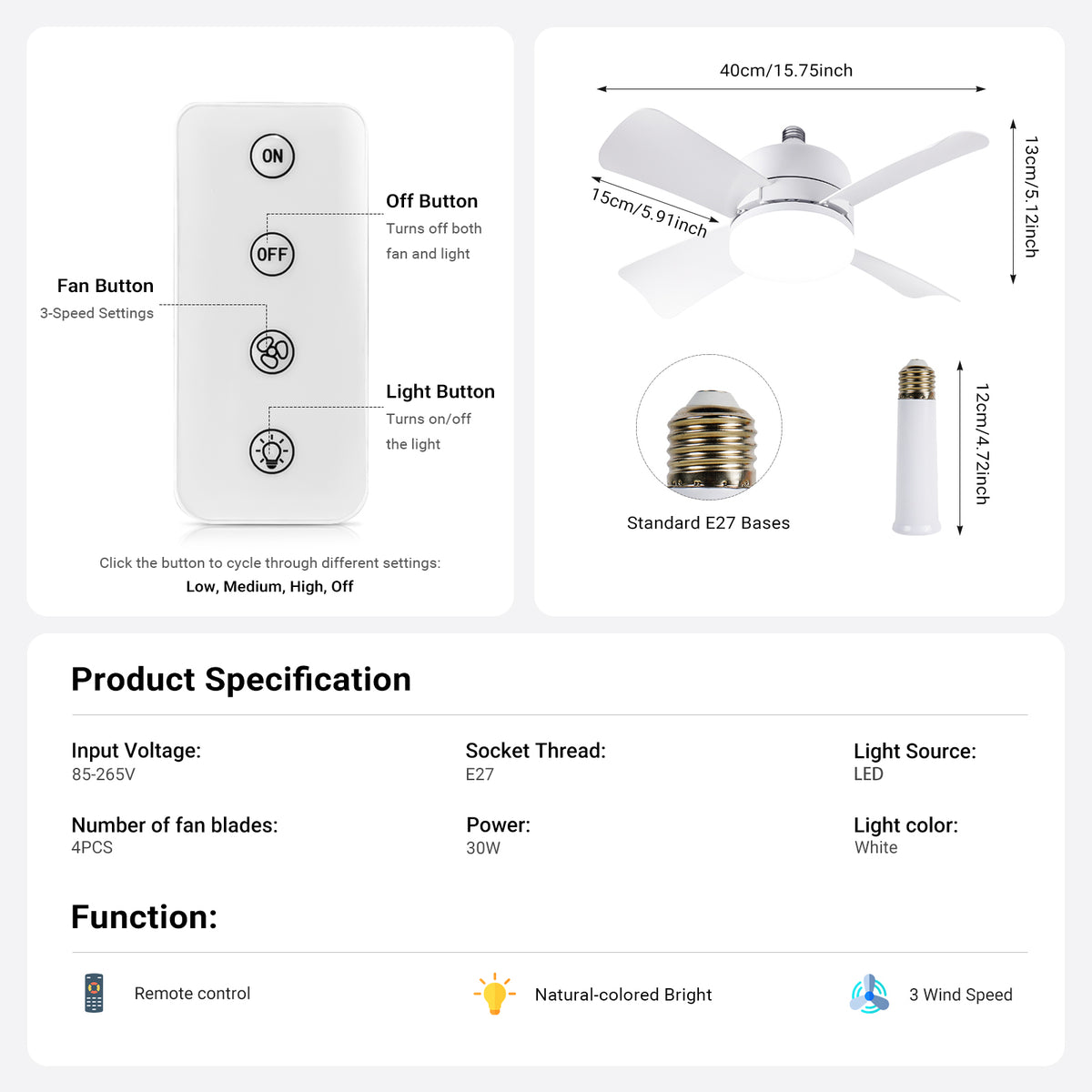 Quiet Socket Fan with Light | USOR Australia | RCM certified
